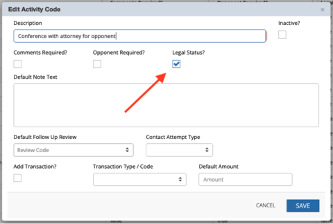 Adding A Legal Status | Case Master Pro | CMPOnline