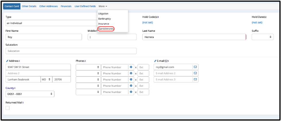 Adding Wage And Bank Garnishments | Case Master Pro