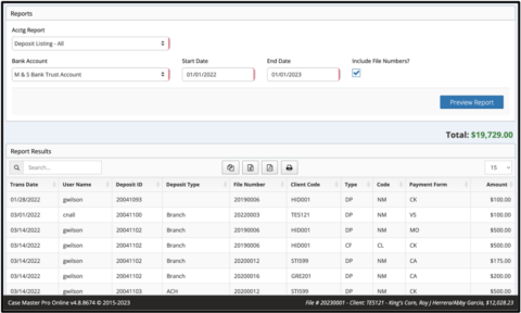 Accounting Reports | Case Master Pro