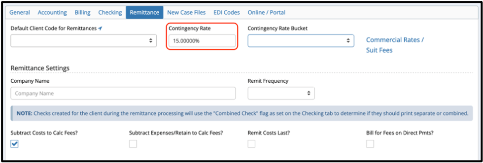 Contingency Rates And Buckets | Case Master Pro