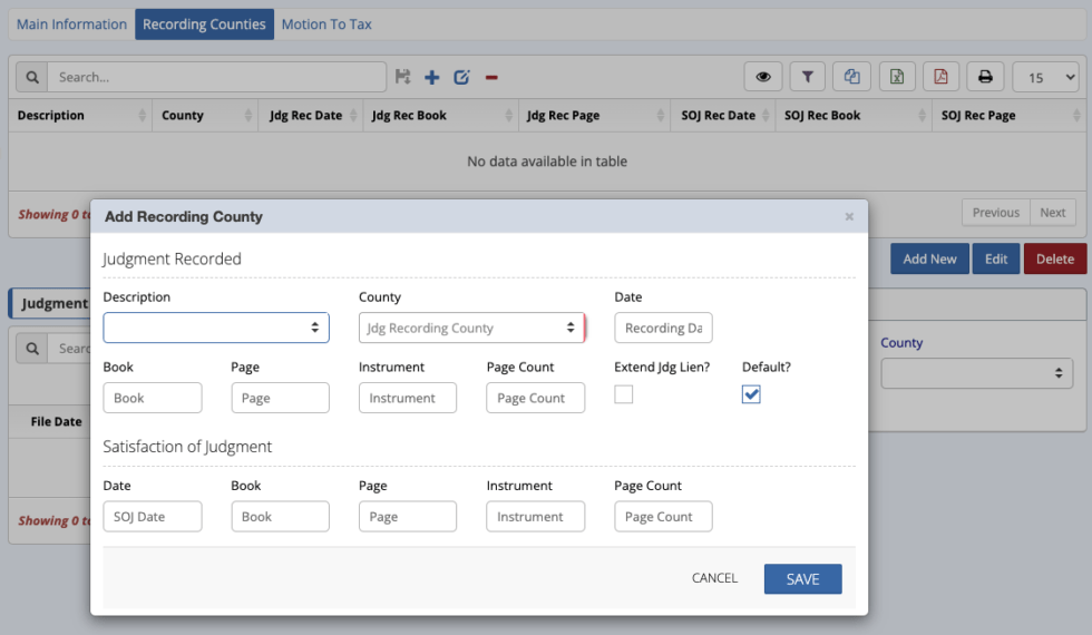 Litigation Screens | Case Master Pro
