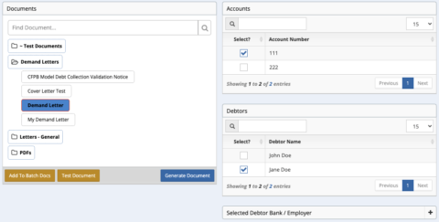 Document Generation Selection Options | Case Master Pro