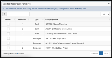 Document Generation Selection Options | Case Master Pro