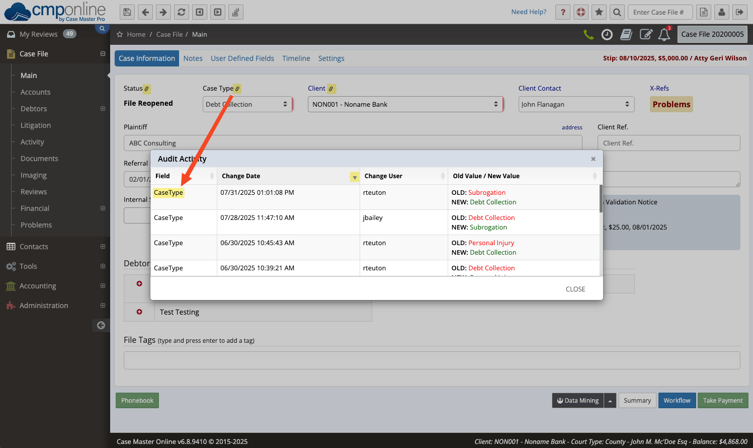 Field Change History (Audit Log) | Case Master Pro